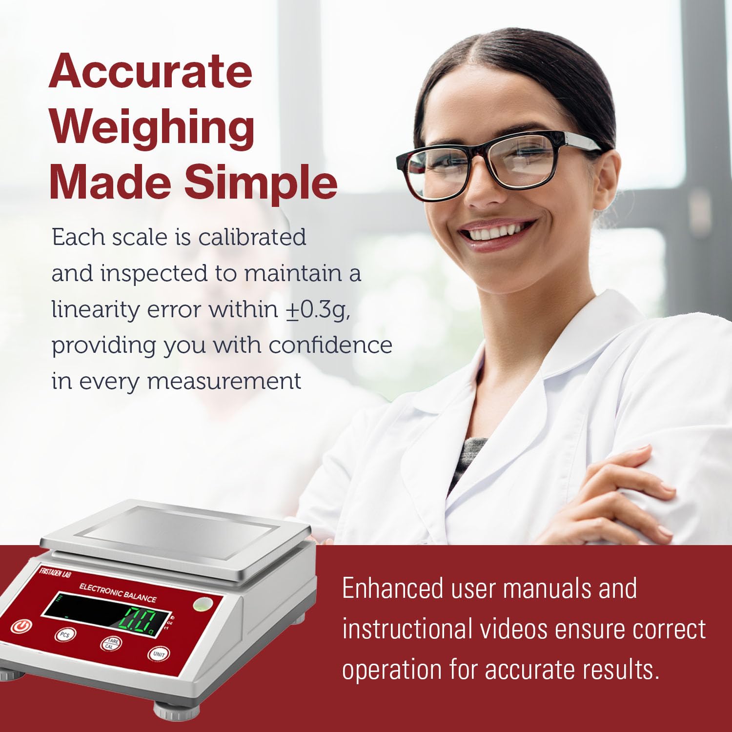 Fristaden Lab Scale, 10kg x 0.01g Precision Balance, Upgraded Load Cell for More Accurate Measurements, Digital Lab Scale, High-Precision Weighing for Laboratories, Kitchens & More, 1 Year Warranty