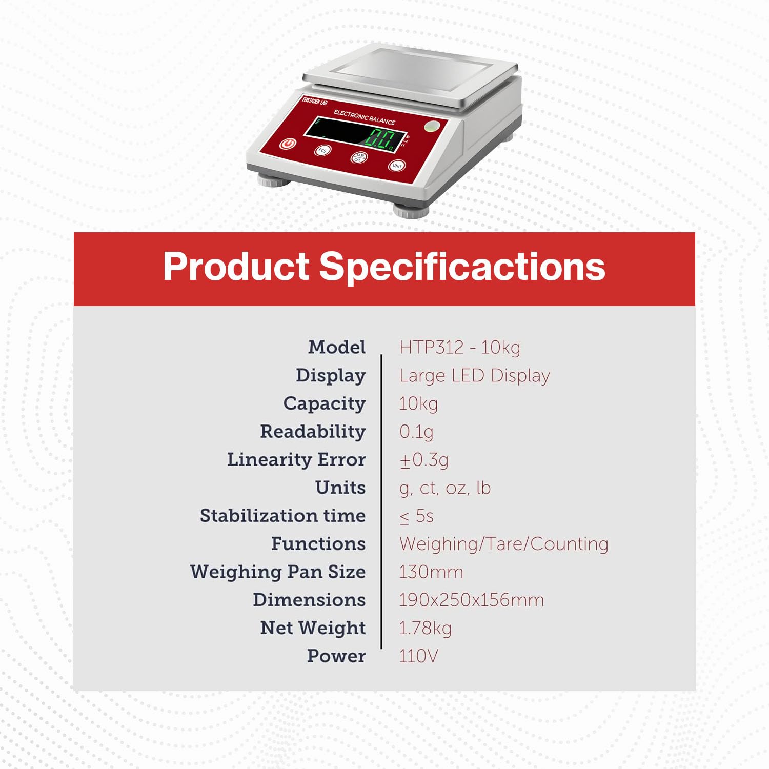 Fristaden Lab Scale, 10kg x 0.01g Precision Balance, Upgraded Load Cell for More Accurate Measurements, Digital Lab Scale, High-Precision Weighing for Laboratories, Kitchens & More, 1 Year Warranty