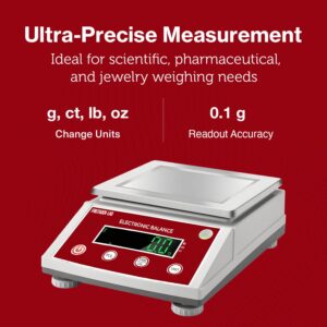 Fristaden Lab Scale, 10kg x 0.01g Precision Balance, Upgraded Load Cell for More Accurate Measurements, Digital Lab Scale, High-Precision Weighing for Laboratories, Kitchens & More, 1 Year Warranty