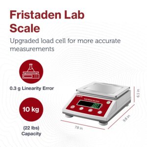 Fristaden Lab Scale, 10kg x 0.01g Precision Balance, Upgraded Load Cell for More Accurate Measurements, Digital Lab Scale, High-Precision Weighing for Laboratories, Kitchens & More, 1 Year Warranty