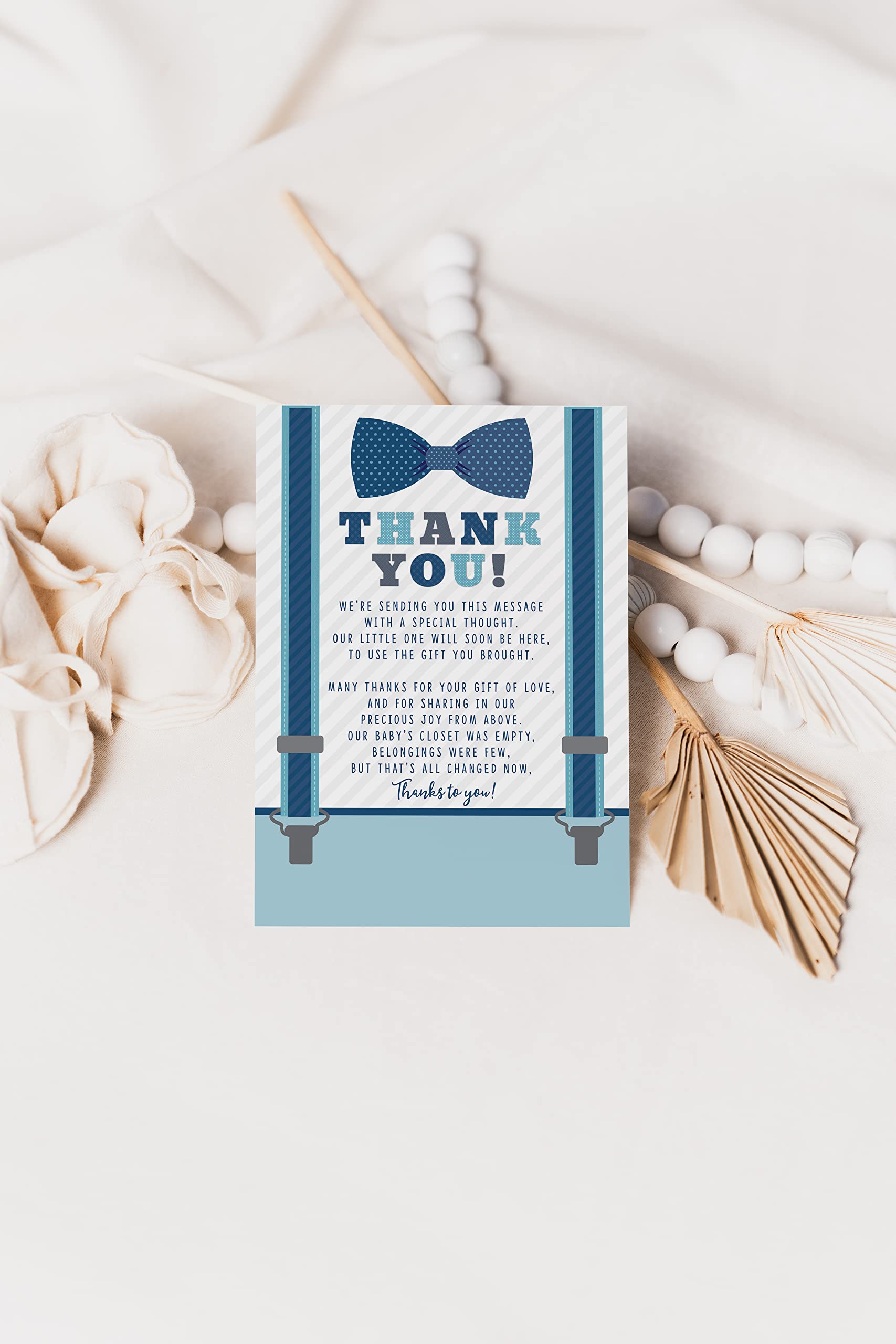 Your Main Event Prints Little Man Boy Baby Shower Thank You Cards Bow Tie and Mustaches 20 Count Including Envelopes