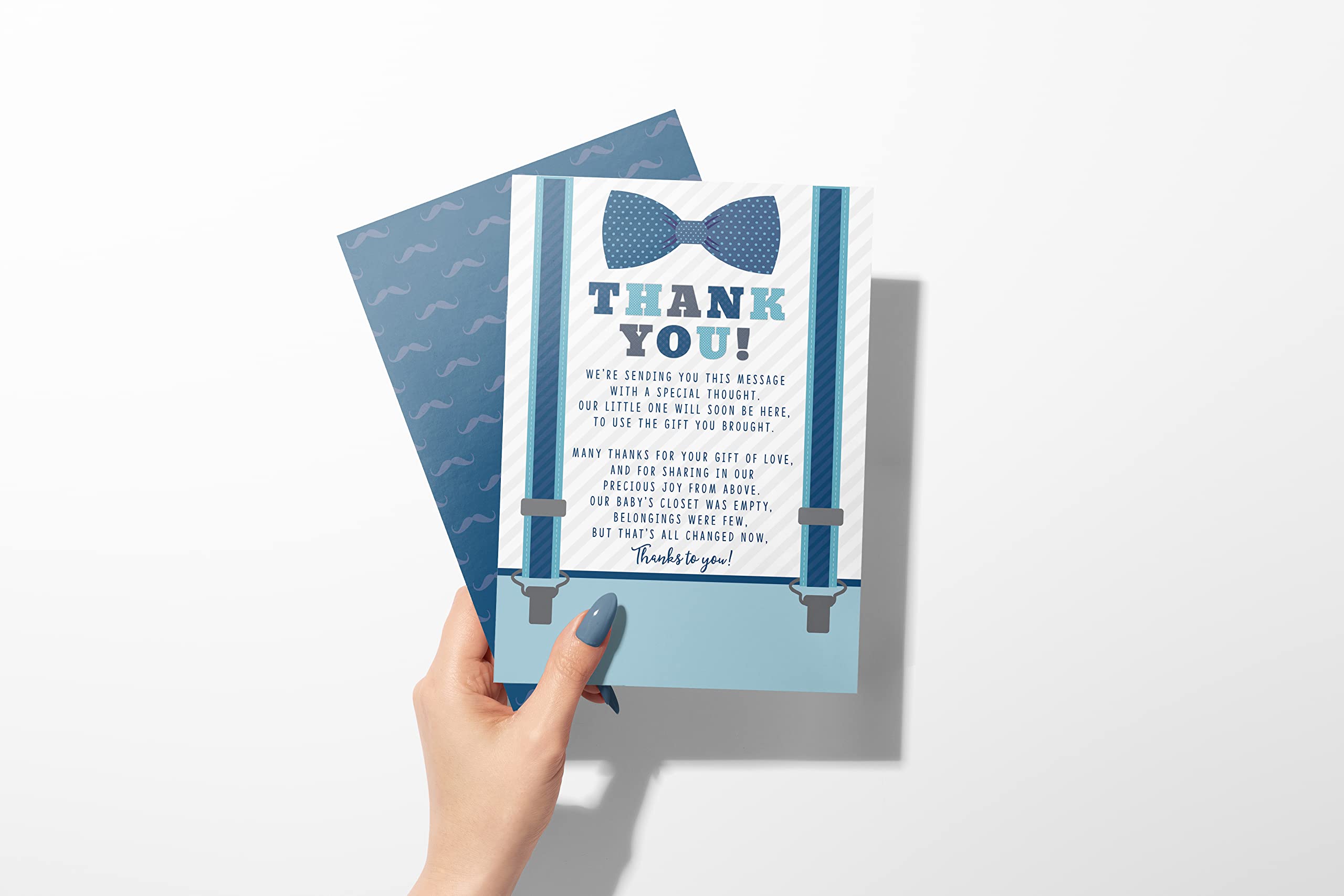 Your Main Event Prints Little Man Boy Baby Shower Thank You Cards Bow Tie and Mustaches 20 Count Including Envelopes