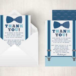 Your Main Event Prints Little Man Boy Baby Shower Thank You Cards Bow Tie and Mustaches 20 Count Including Envelopes