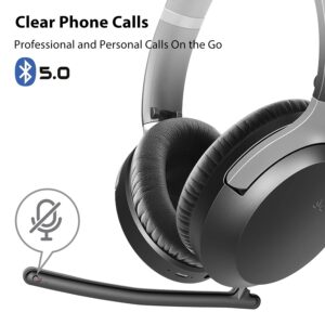 Avantree Aria Pro aptX-HD Bluetooth 5.0 Active Noise Cancelling Headphones with Boom Microphone for Music & Calls, SSD Option, Low Latency Over Ear Wireless & Wired Headset for Phone Computer Laptop