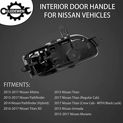 Interior Door Handle Front Rear Left Driver Side | for 2013-2017 Nissan Altima Pathfinder, 2015 2017 Nissan Titan, 2016-2017 Titan XD, 2015-2017 Nissan Murano | Replaces# 80671-3TA0D, 80671-3TA0A