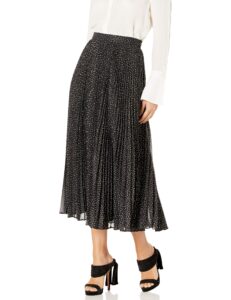 jill jill stuart women's pleated skirt foil printed chiffon, black, 8