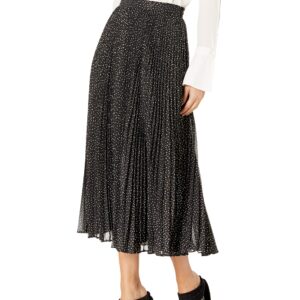 Jill Jill Stuart Women's Pleated Skirt Foil Printed Chiffon, Black, 8