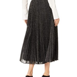 Jill Jill Stuart Women's Pleated Skirt Foil Printed Chiffon, Black, 8