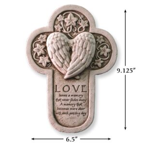 Carruth Studio, Love Leaves a Memory Plaque, Original Sculpture Handcrafted in Stone, Artisan Made