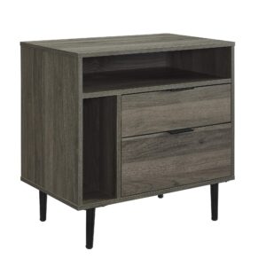 walker edison modern wood nightstand side table bedroom storage drawer and shelf bedside end table, 25 inch, slate grey