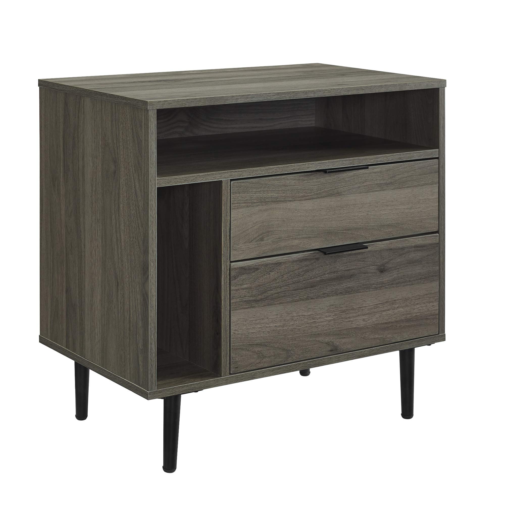 Walker Edison Modern Wood Nightstand Side Table Bedroom Storage Drawer and Shelf Bedside End Table, 25 Inch, Slate Grey