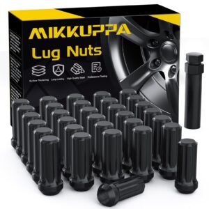 mikkuppa m14x1.5 wheel lug nut - replacement for chevy silverado 1500 2500, gmc, ford, ram, aftermarket wheel - 32pcs black closed end lug nuts with 1 socket key