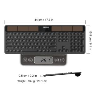 Arteck Wireless Solar Keyboard Full Size Solar Recharging Keyboard for Computer/Desktop/PC/Laptop/Surface/Smart TV and Windows 10/8 / 7 / Vista/XP Built in Rechargeable Battery