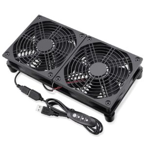 gdstime dual 120mm 5v usb fans, 102cfm big airflow fan cooling for router tv box micro computer and other electronics