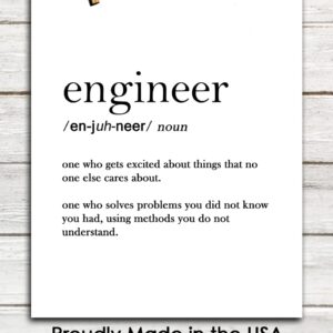 Engineer Funny Definition: 8x10 Unframed Chic, Boho & Modern Typography Wall Art Poster Print for Office, Classroom, Dorm & Bedroom Decor - Creative Idea for Engineers & Engineering Students