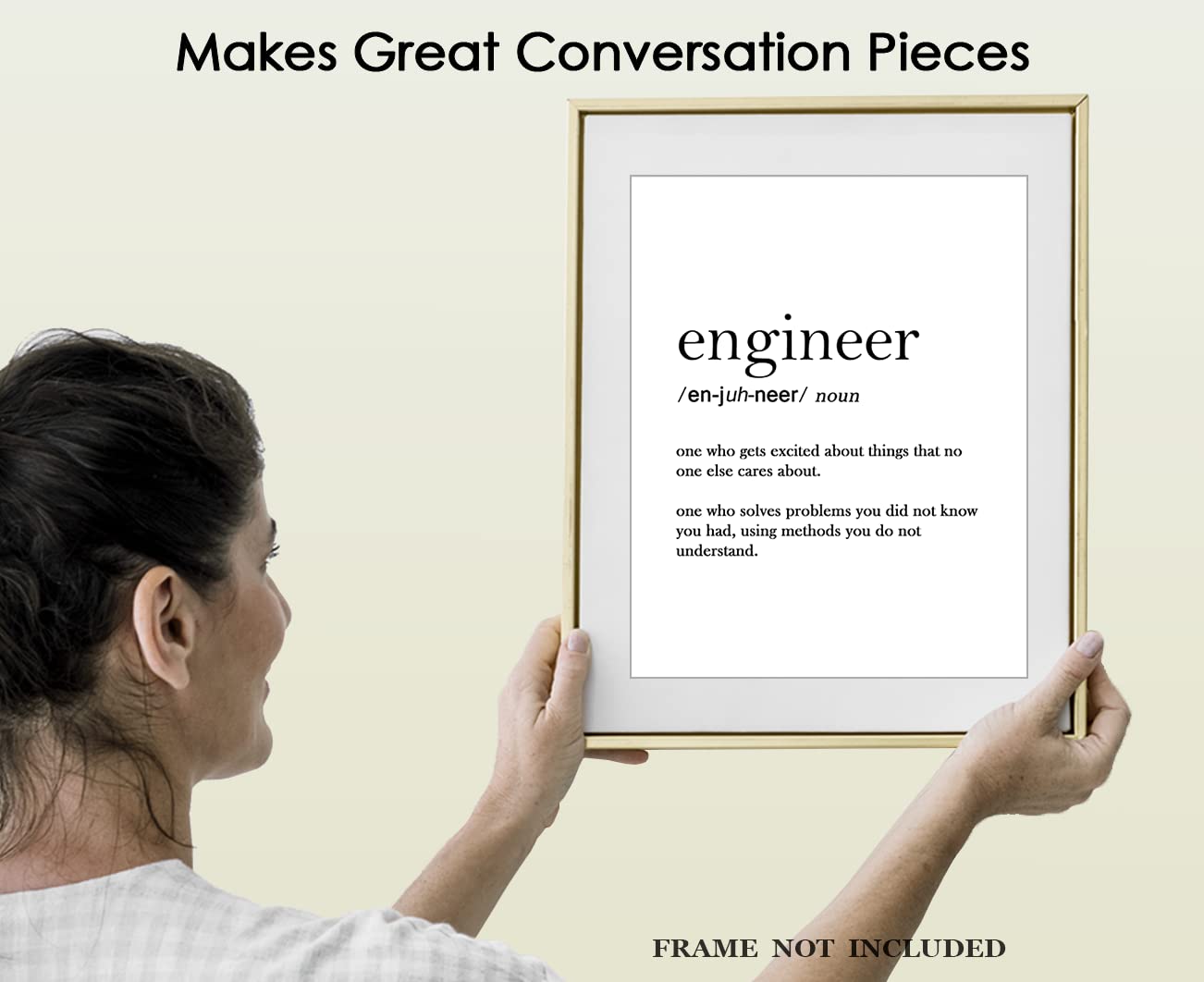 Engineer Funny Definition: 8x10 Unframed Chic, Boho & Modern Typography Wall Art Poster Print for Office, Classroom, Dorm & Bedroom Decor - Creative Idea for Engineers & Engineering Students