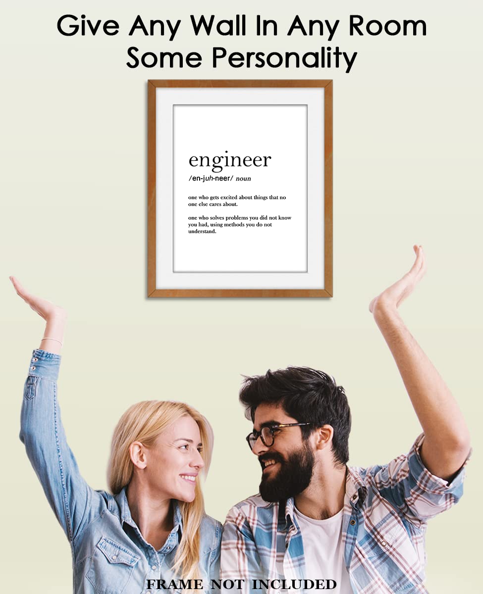 Engineer Funny Definition: 8x10 Unframed Chic, Boho & Modern Typography Wall Art Poster Print for Office, Classroom, Dorm & Bedroom Decor - Creative Idea for Engineers & Engineering Students