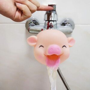 odowalker cartoon pig head faucet extender washbasin bath spout cover cute animal faucet cover bath fun