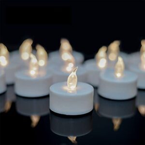 tea lights 50pack flameless tea light candles 200 hours pack of warm white light realistic flickering bulb battery operated tea lights for halloween seasonal festival celebration electric fake candle