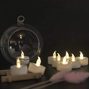 Tea Lights 50pack flameless Tea Light Candles 200 Hours Pack of Warm White Light Realistic Flickering Bulb Battery Operated Tea Lights for Halloween Seasonal Festival Celebration Electric Fake Candle