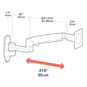 Ergotron – LX Single Monitor Arm, VESA Wall Mount – for Monitors Up to 34 Inches, 7 to 25 lbs – Matte Black