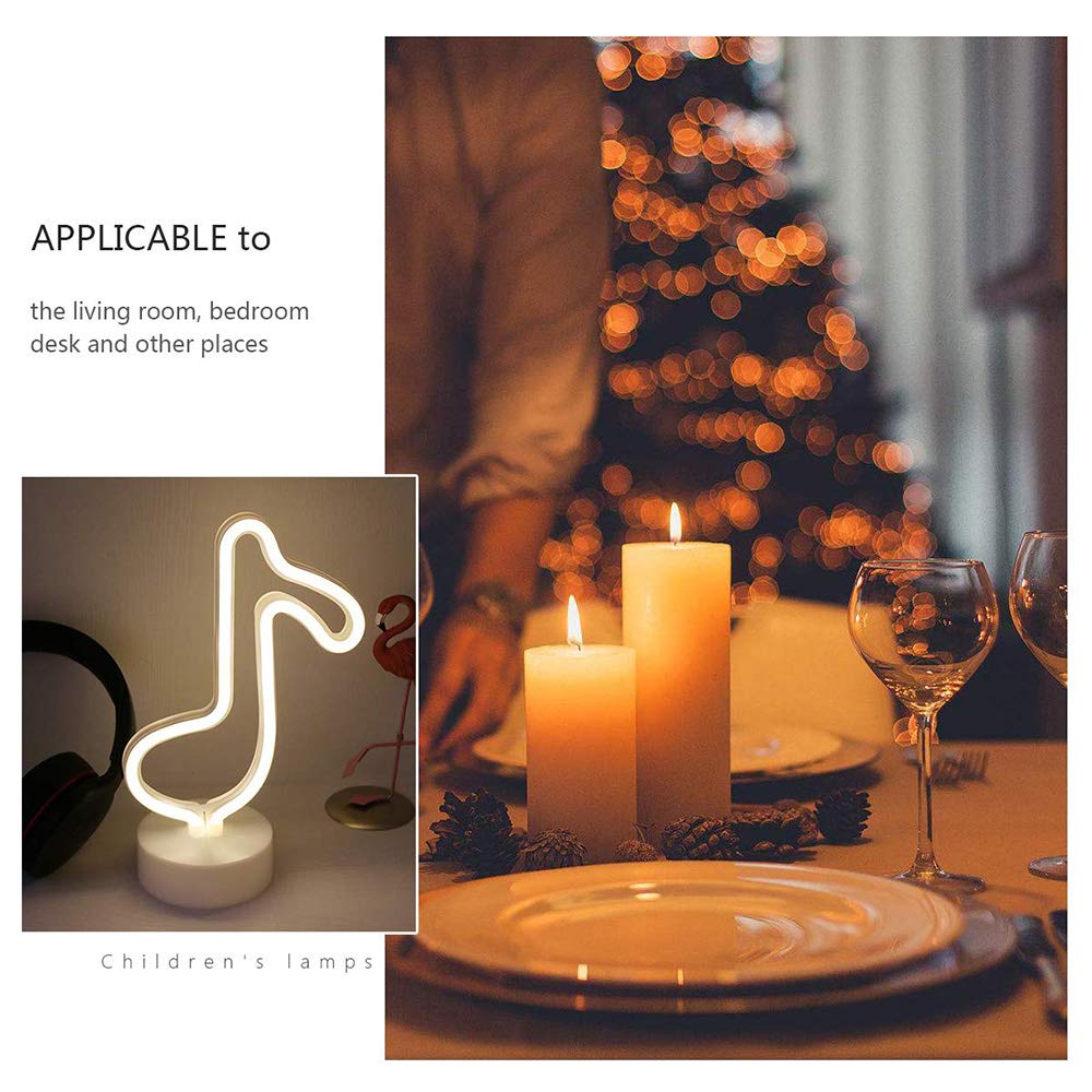 Led Music Notes Shaped Neon Lights Decor Light Led Night Light Wall Table Decor Battery Operated Creative Lighting Lamps for Christmas Wedding Sign Birthday Luau Summer Party Kids Room Living Room