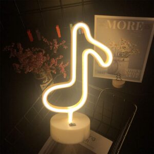 Led Music Notes Shaped Neon Lights Decor Light Led Night Light Wall Table Decor Battery Operated Creative Lighting Lamps for Christmas Wedding Sign Birthday Luau Summer Party Kids Room Living Room