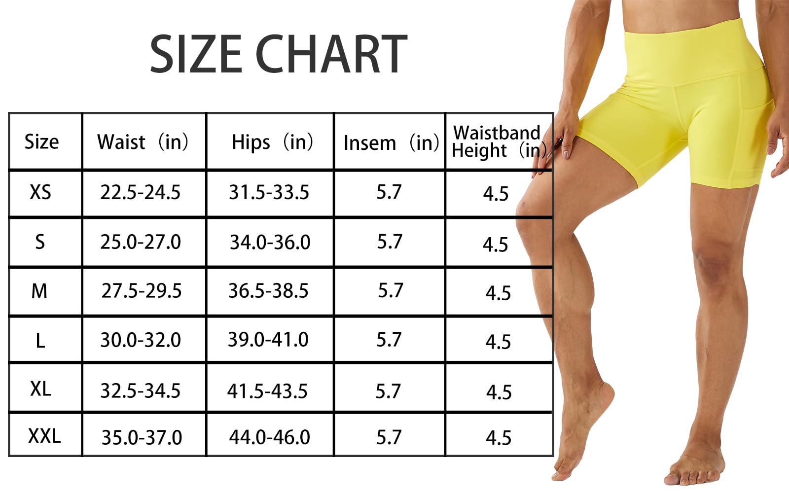 LOVESOFT Women's 5" High Waist Biker Shorts Workout Yoga Running Gym Compression Spandex Volletball Shorts with Side Pockets Yellow