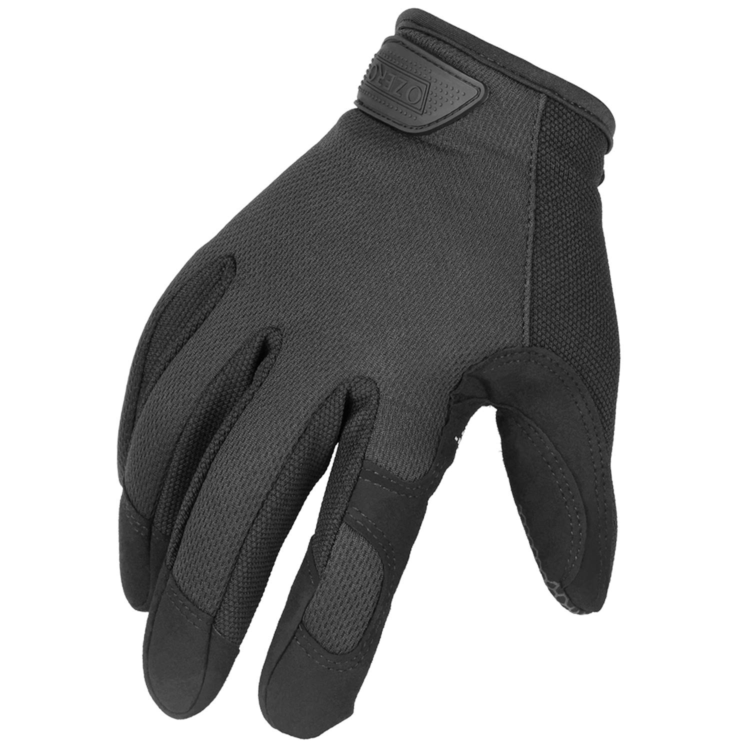 OZERO Utility Work Gloves for Men Women: Touchscreen Mehcanic Glove Flex Grip Non-Slip Palm for Gardening, Yard Work, Construction, DIY, Shooting, Hunting, 1 Pair (Black, Medium)