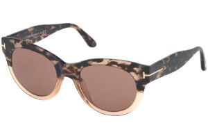 tom ford lou tf 741 55e havana plastic cat-eye sunglasses red lens