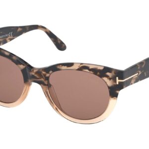 Tom Ford Lou TF 741 55E Havana Plastic Cat-Eye Sunglasses Red Lens