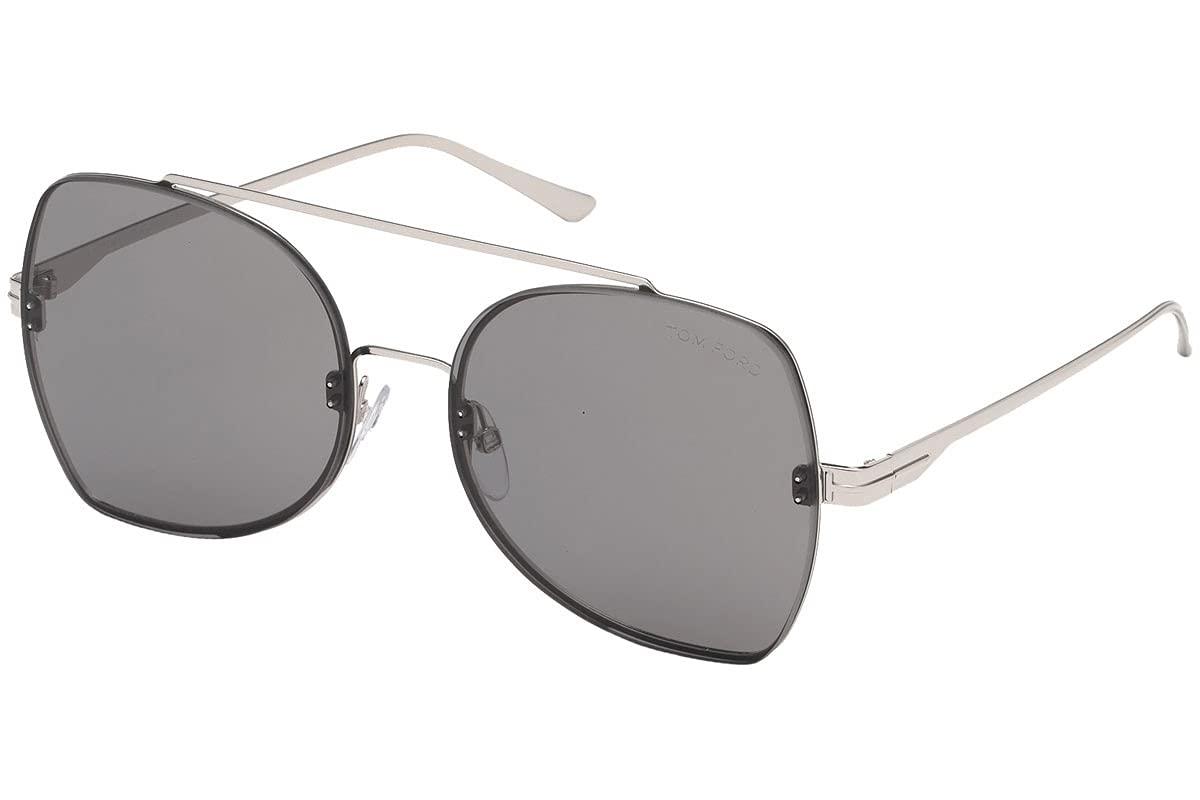 Tom Ford Scout TF 656 16A Silver Metal Pilot Sunglasses Grey Lens