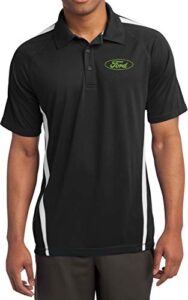 green ford logo pocket print colorblock polo, black white large