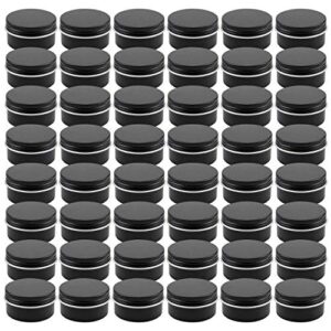 foraineam 48 pack 1 oz. aluminum round lip balm tin containers with screw lid - metal storage travel tins matte black empty tin jars