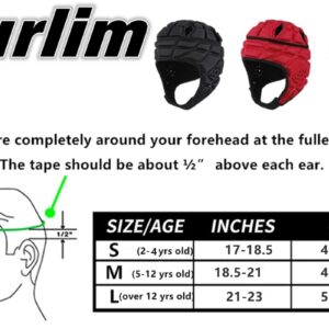 Surlim Rugby Helmet Headguard Headgear for Soccer Scrum Cap Soft Protective Helmet for Kids Youth Black Medium