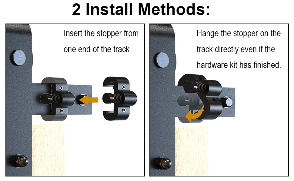 CCJH Sliding Barn Door Stop Upgrade Barn Door Stoppers Hardware for Top Track 1 Pair Black