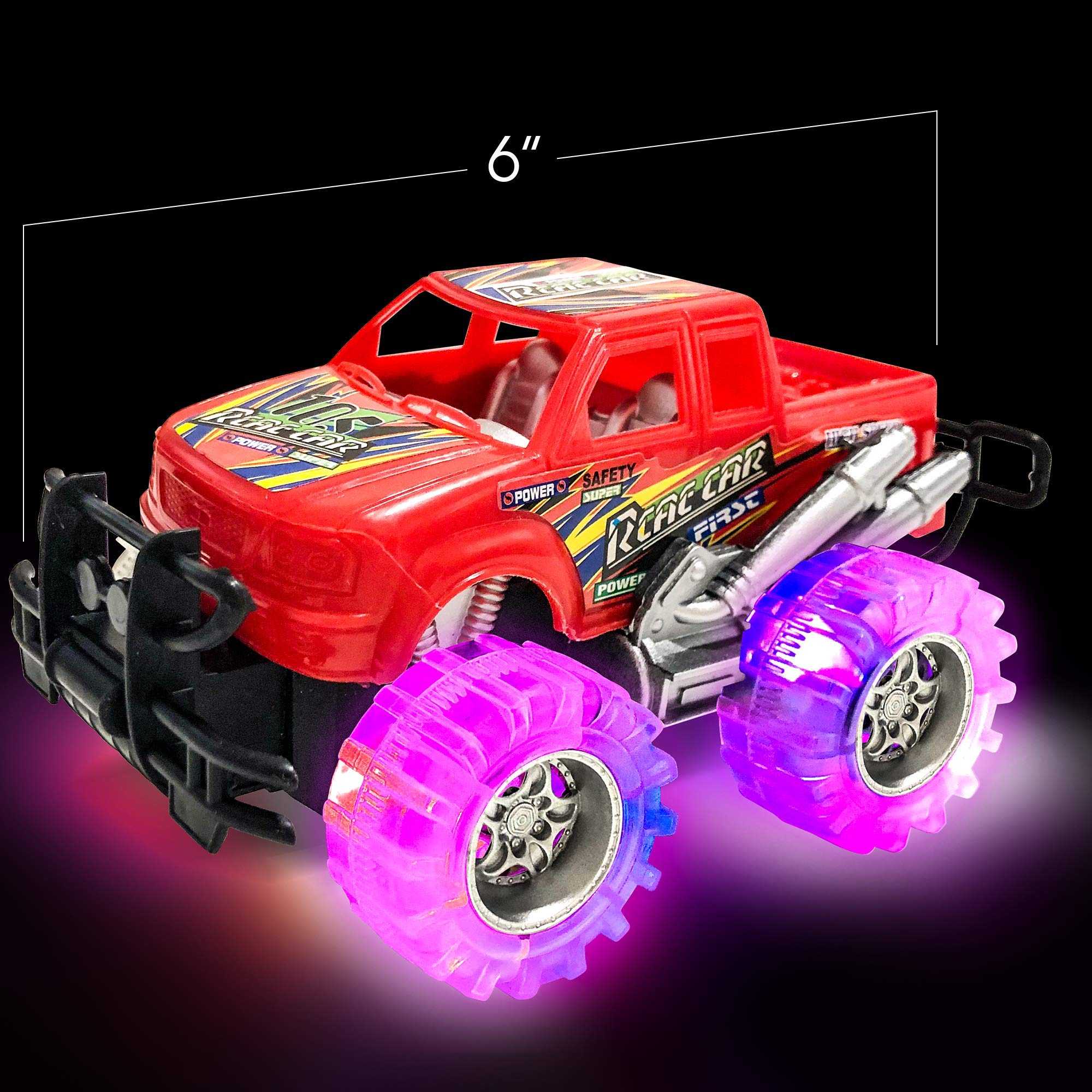 ArtCreativity Light Up Monster Trucks for Boys and Girls, 4-Pack Toy Truck Set, Monster Trucks for Boys 3 4 5 6 7 8 Years Old, Toddler Monster Truck Toys, Light Up Trucks