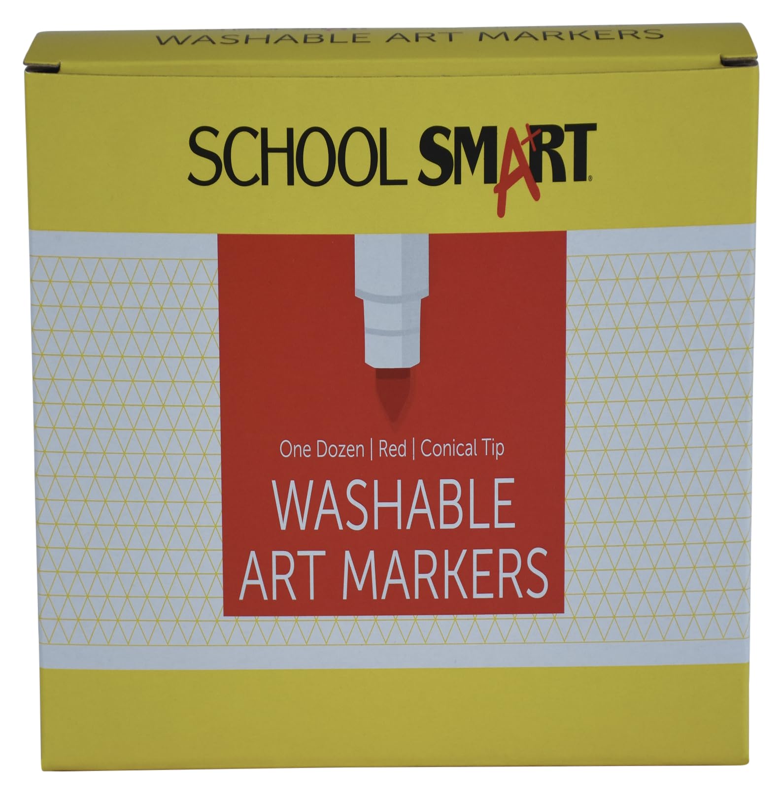 School Smart Washable Art Markers, Conical Tip, Red, Pack of 12