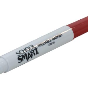 School Smart Washable Art Markers, Conical Tip, Red, Pack of 12