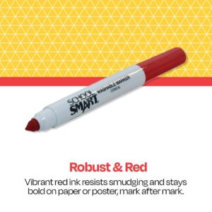 School Smart Washable Art Markers, Conical Tip, Red, Pack of 12