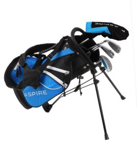 aspire junior plus complete golf club set for children, kids - 5 age groups boys and girls - right hand, real girls junior golf bag, kids golf clubs set