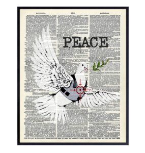 banksy graffiti dictionary art print - inspirational vintage upcycled wall art poster- modern chic home decor for bedroom, dorm, bathroom - gift for teens, mural fans - 8x10 photo unframed - peace