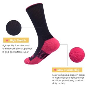 JOYNÉE Womens-Crew-Athletic-Socks Cushion Running Socks with Moisture Wicking for Sports and Daily Wear 6 Pairs