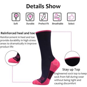 JOYNÉE Womens-Crew-Athletic-Socks Cushion Running Socks with Moisture Wicking for Sports and Daily Wear 6 Pairs