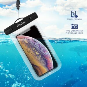 ProCase 2 Pack Waterproof Phone Pouch Case, 7" Universal Underwater Cellphone Dry Bag Holder for iPhone 15 14 13 Pro Max 12 11, Galaxy S24 S23 S22 Ultra Pixel Beach Cruise Essential -Clear