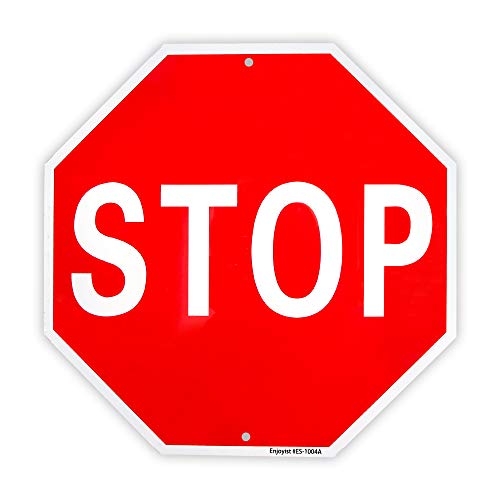 Enjoyist Large Stop Sign Street Slow Warning Reflective Signs 24"x 24" 40 Mil Rust Free Aluminum Sign, UV Protected and Weatherproof