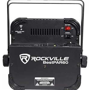 Rockville Best Pack 60 Black (6) Battery Wash Lights+Wireless DMX+Charging Case