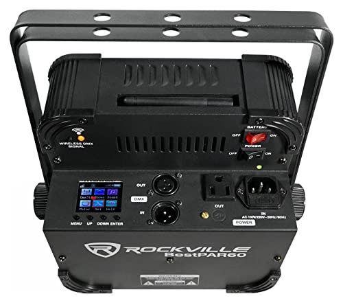 Rockville Best Pack 60 Black (6) Battery Wash Lights+Wireless DMX+Charging Case