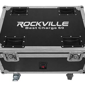 Rockville Best Pack 60 Black (6) Battery Wash Lights+Wireless DMX+Charging Case