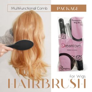 Dreamlover Wig Brush for Synthetic Wigs, Synthetic Wig Brush for Human Hair, Wig Comb for Lace Front, 4 Pieces